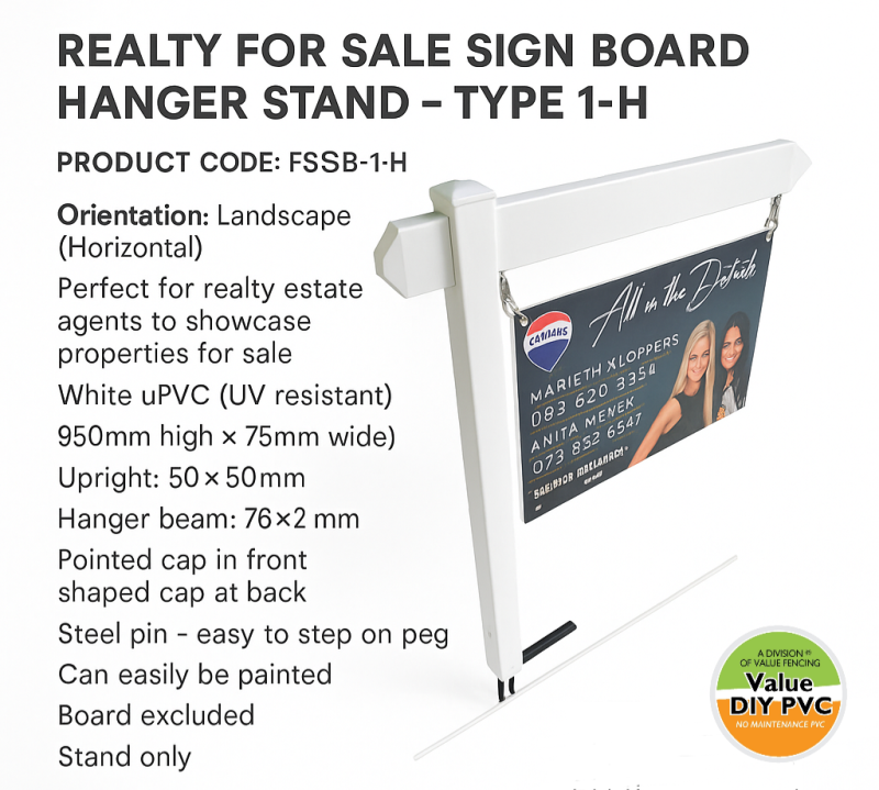 Realty For Sale Sign Board Hanger Stand - Type 1-H (Landscape) | Value ...